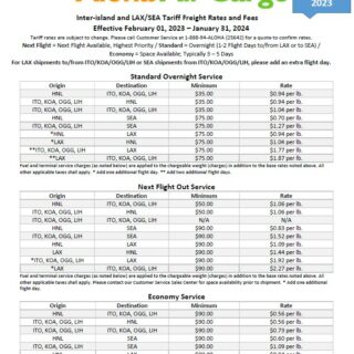 Rates – Aloha Air Cargo